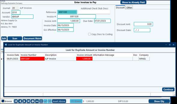 Accounts Payable > A/P Master File Maintenance > A/P Company Maint ...